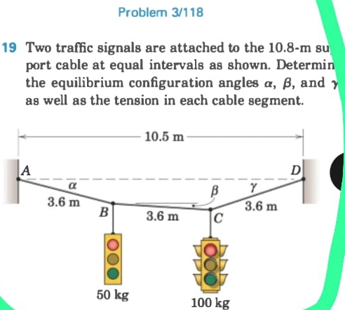 Solved Problem 3/11819 ﻿Two traffic signals are attached to | Chegg.com