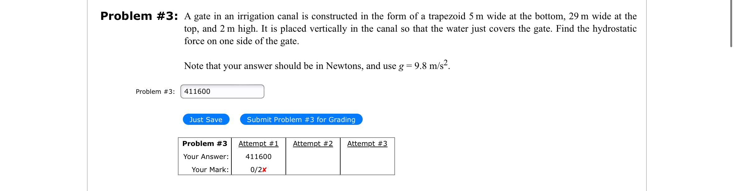 Solved Problem #3: A gate in an irrigation canal is | Chegg.com