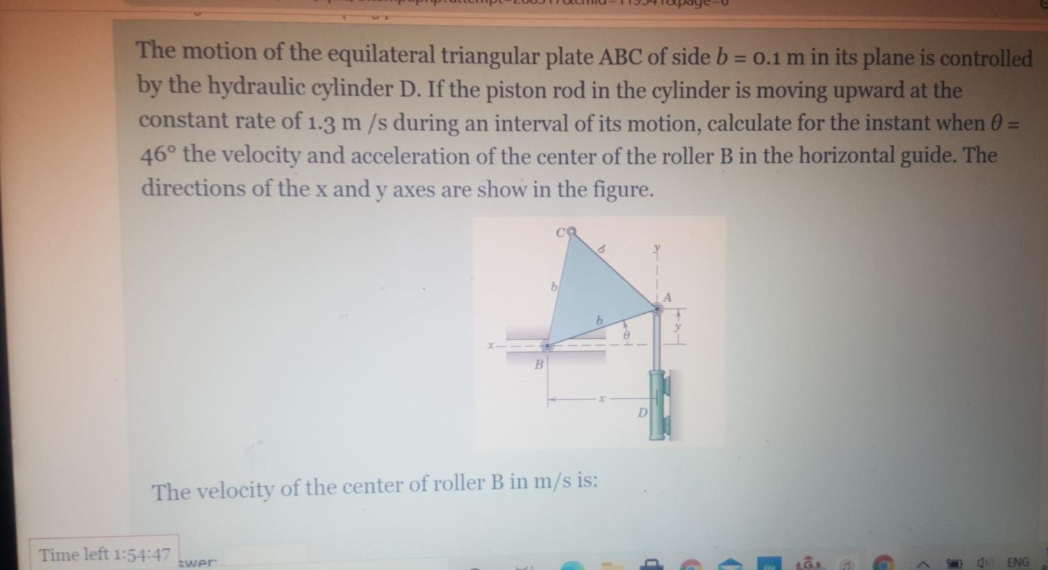 Solved The Motion Of The Equilateral Triangular Plate Abc Of