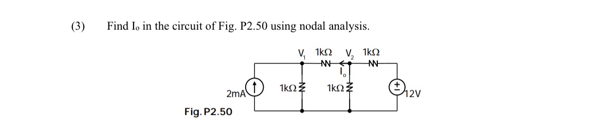 (3) ﻿Find Io ﻿in the circuit of Fig. P2.50 ﻿using | Chegg.com