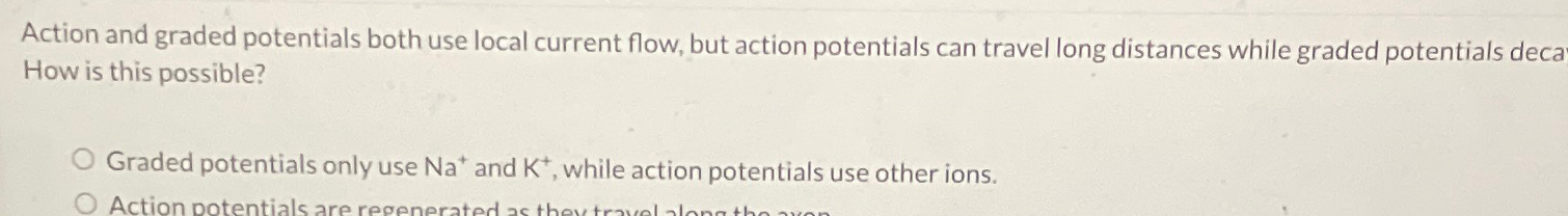 Solved Action and graded potentials both use local current | Chegg.com
