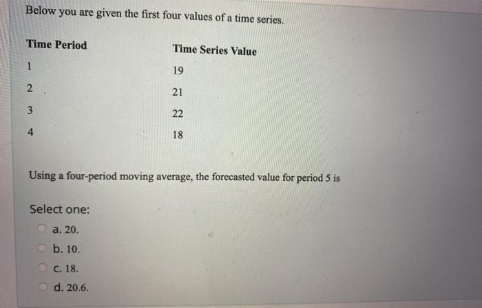 Solved Below you are given the first four values of a time | Chegg.com