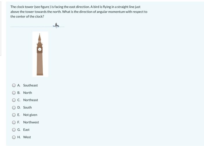 Solved The clock tower (see figure ) is facing the east | Chegg.com