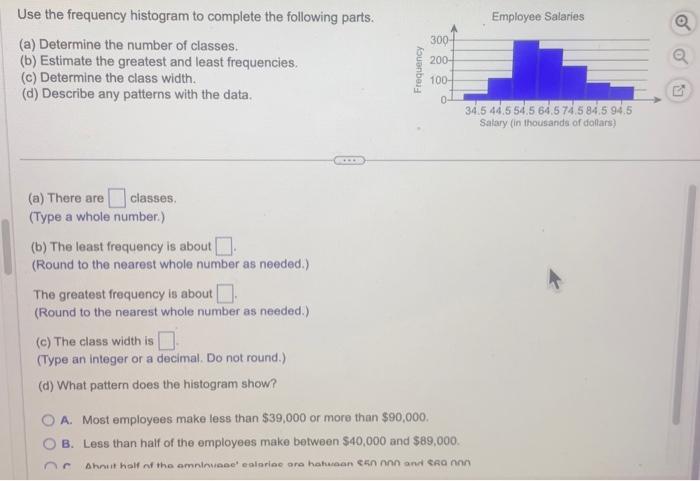 Solved Use the frequency histogram to complete the following | Chegg.com