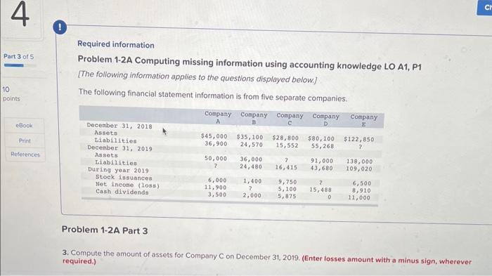 Solved Required information Problem 1-2A Computing missing | Chegg.com Solved Required information Problem 1-2A Computing missing | Chegg.com