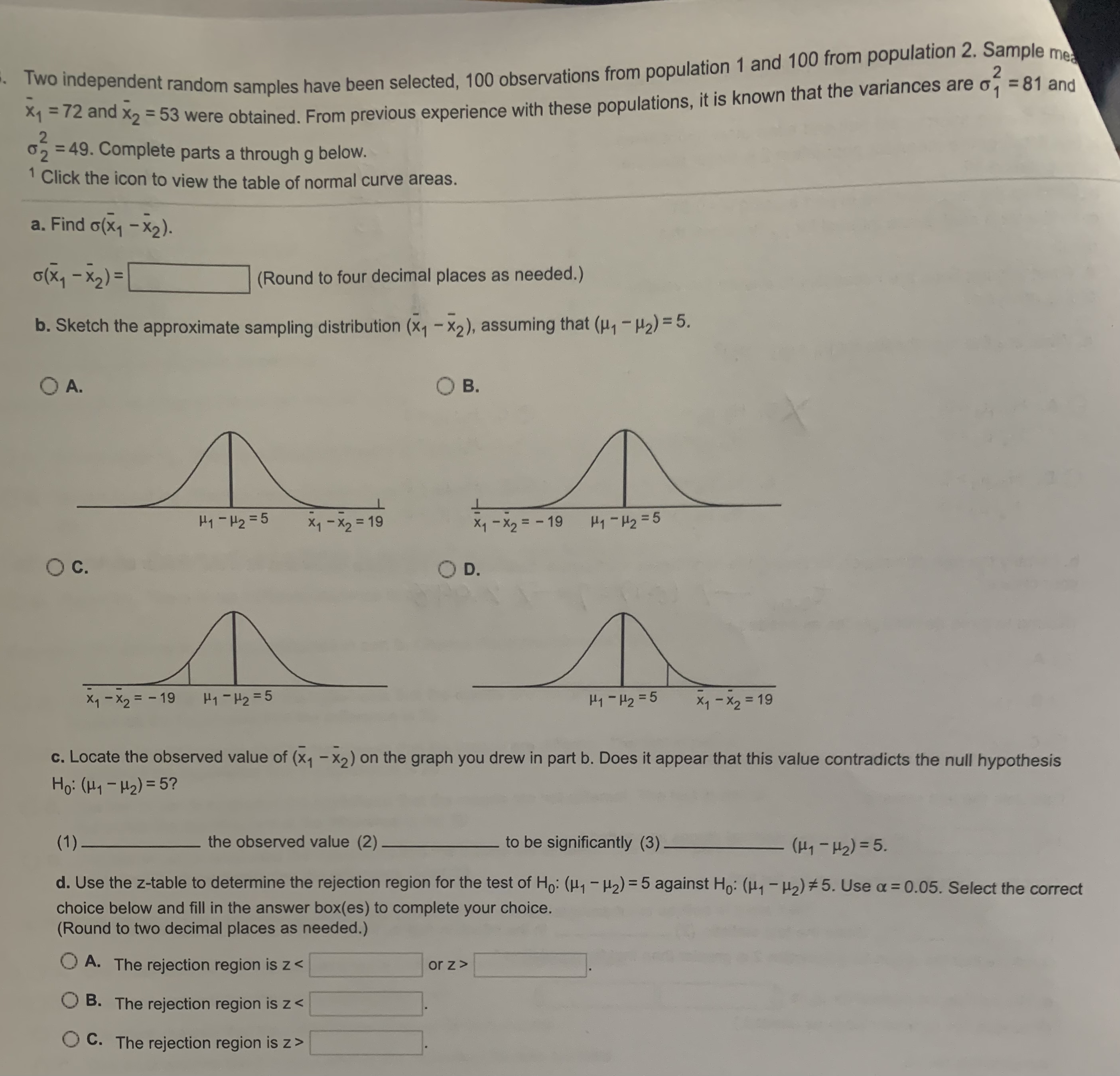 Solved Two independent random samples have been selected, | Chegg.com
