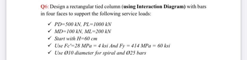 Solved Q6: Design a rectangular tied column (using | Chegg.com