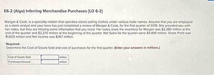 Solved Morgan \& Cook, is a specialty retaller that operates | Chegg.com