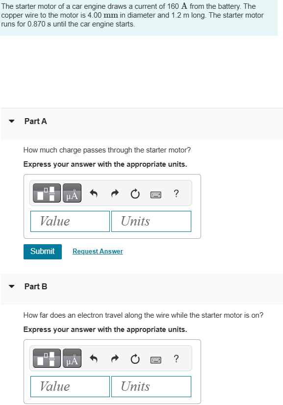 Solved The starter motor of a car engine draws a current of | Chegg.com