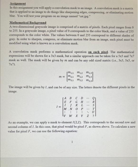 Solved Assignment In this assignment you will apply a | Chegg.com