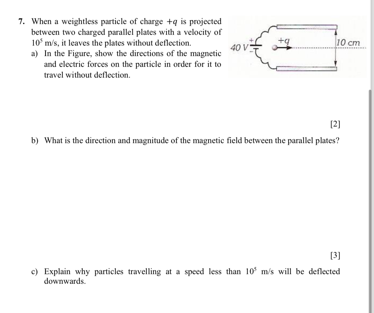 Solved When a weightless particle of charge +q ﻿is projected | Chegg.com