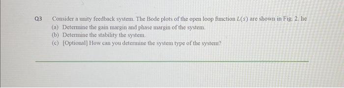 Solved Q3 Consider a unity feedback system. The Bode plots | Chegg.com