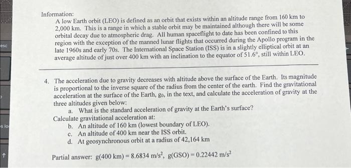 Solved Information: A low Earth orbit (LEO) is defined as an | Chegg.com
