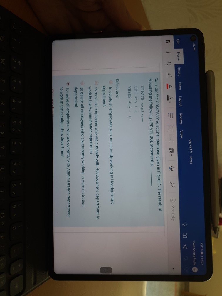 Solved quz cs371 - Saved Home Insert Draw Layout Review View | Chegg.com