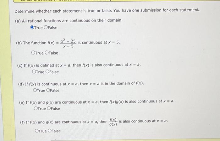 Solved Determine whether each statement is true or false. | Chegg.com