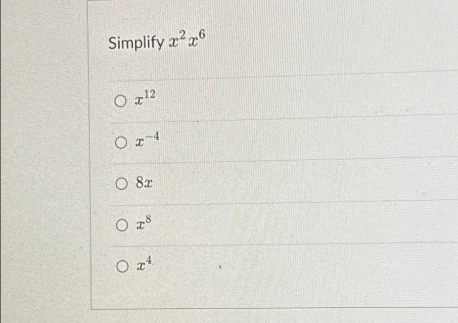Solved Simplify x2x6x12x-48xx8x4 | Chegg.com