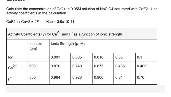 Solved Calculate the concentration of Ca2+ in 0.05M solution | Chegg.com