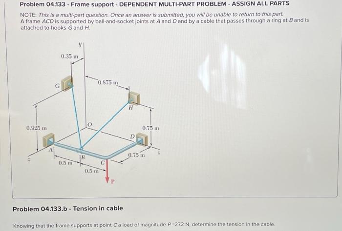 Solved Problem 04.133 - Frame support - DEPENDENT MULTI-PART | Chegg.com