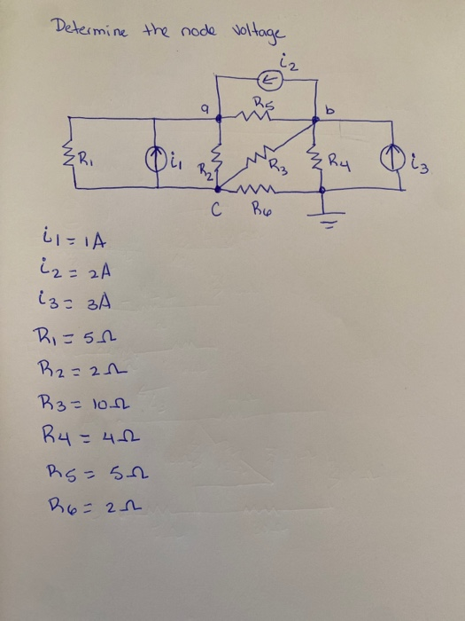 Solved Determine the node voltage iz RS b Б •Ri Oii {R4 Rz C | Chegg.com