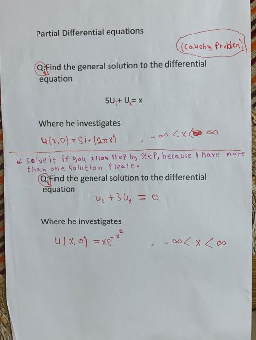 Solved Partial Differential equations (Cauchy problem) | Chegg.com