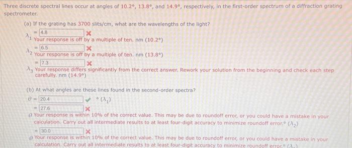 Solved ree discrete spectral lines occur at angies of | Chegg.com