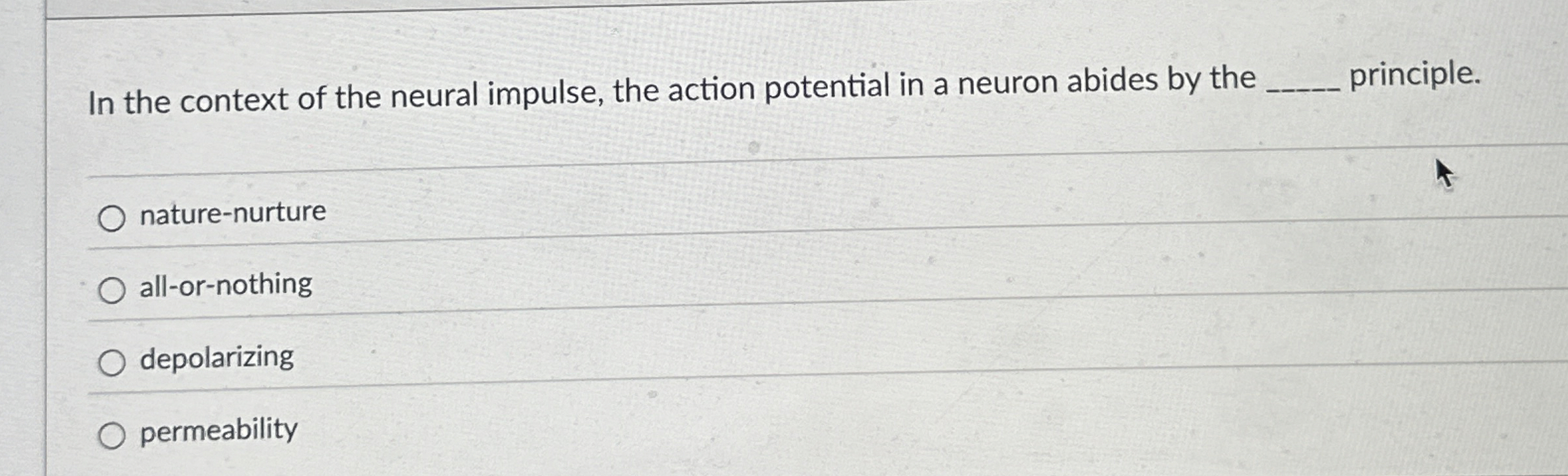 In the context of the neural impulse, the action | Chegg.com