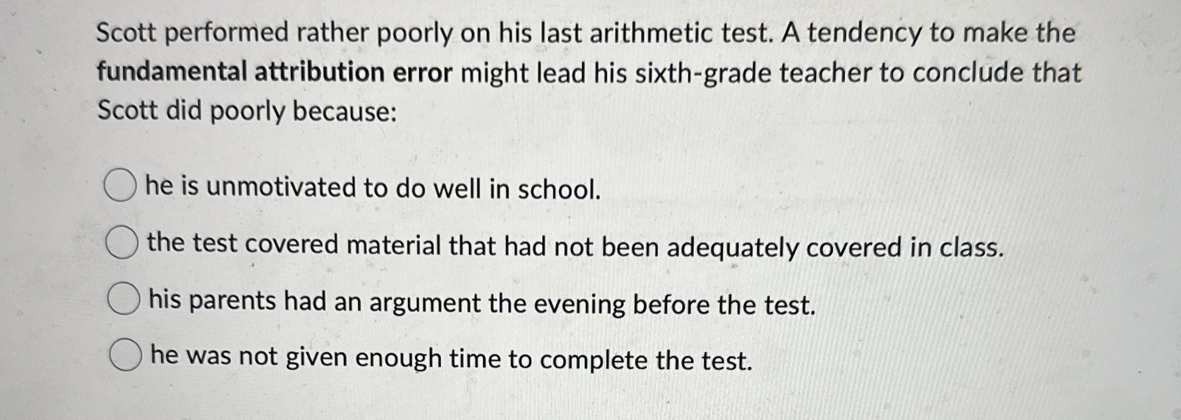 Solved Scott performed rather poorly on his last arithmetic | Chegg.com