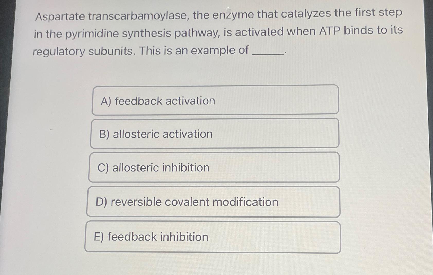Solved Aspartate transcarbamoylase, the enzyme that | Chegg.com