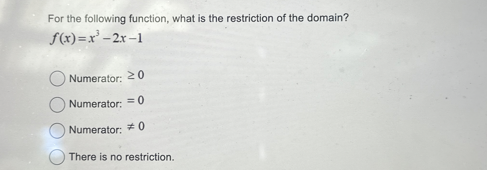 Solved For the following function, what is the restriction | Chegg.com
