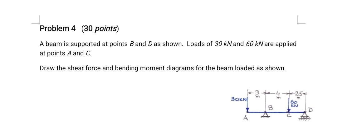 Solved Problem 4 (30 points) A beam is supported at points B | Chegg.com
