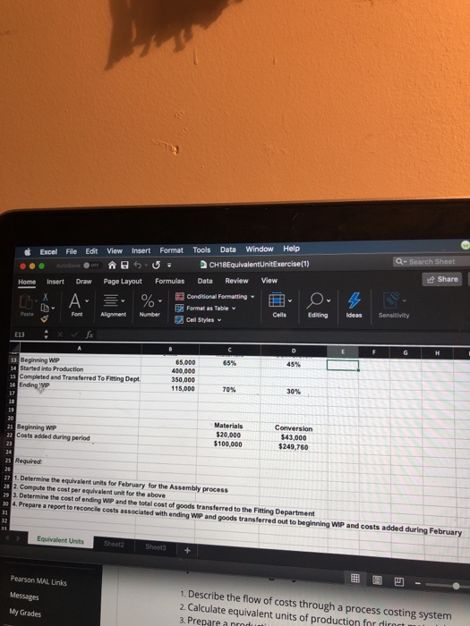 Solved Home Excel File Edit View Insert Format Tools Data