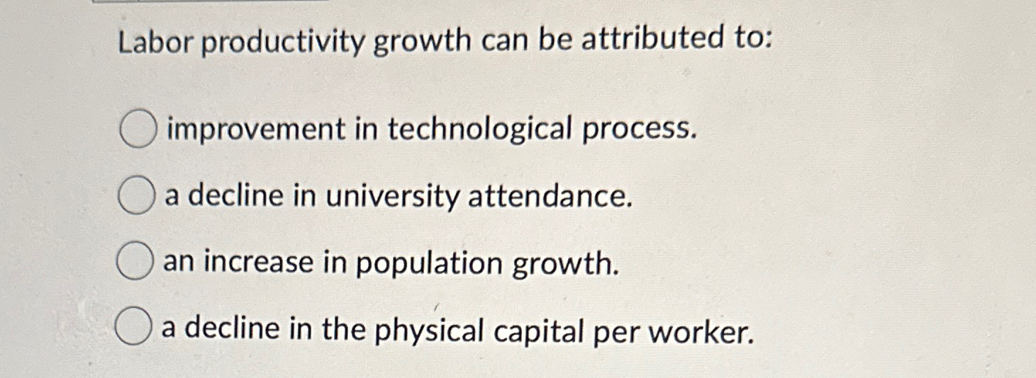 Solved Labor productivity growth can be attributed | Chegg.com