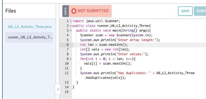 Solved Instructions In the U6_L2 Activity. Three class, | Chegg.com