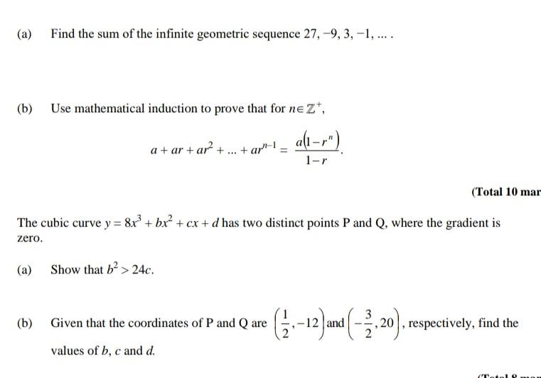 Solved (a) Find the sum of the infinite geometric sequence | Chegg.com
