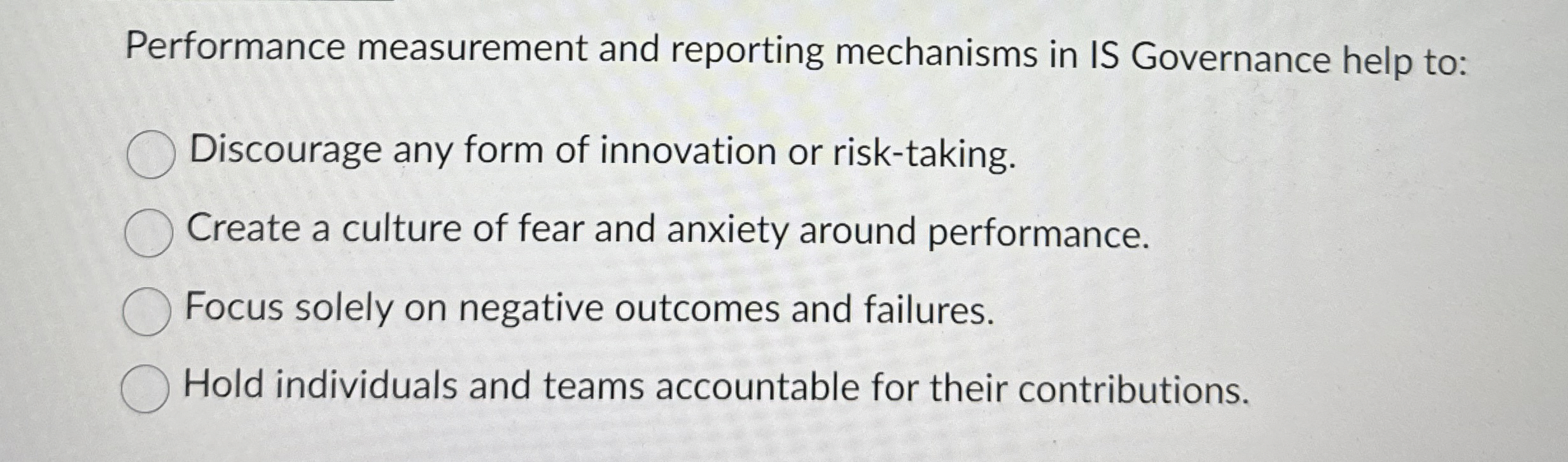 Solved Performance measurement and reporting mechanisms in | Chegg.com