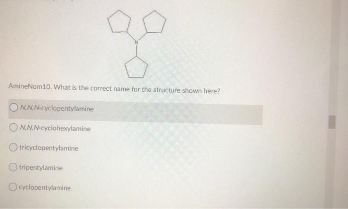 Solved AmineNom10. What is the correct name for the | Chegg.com