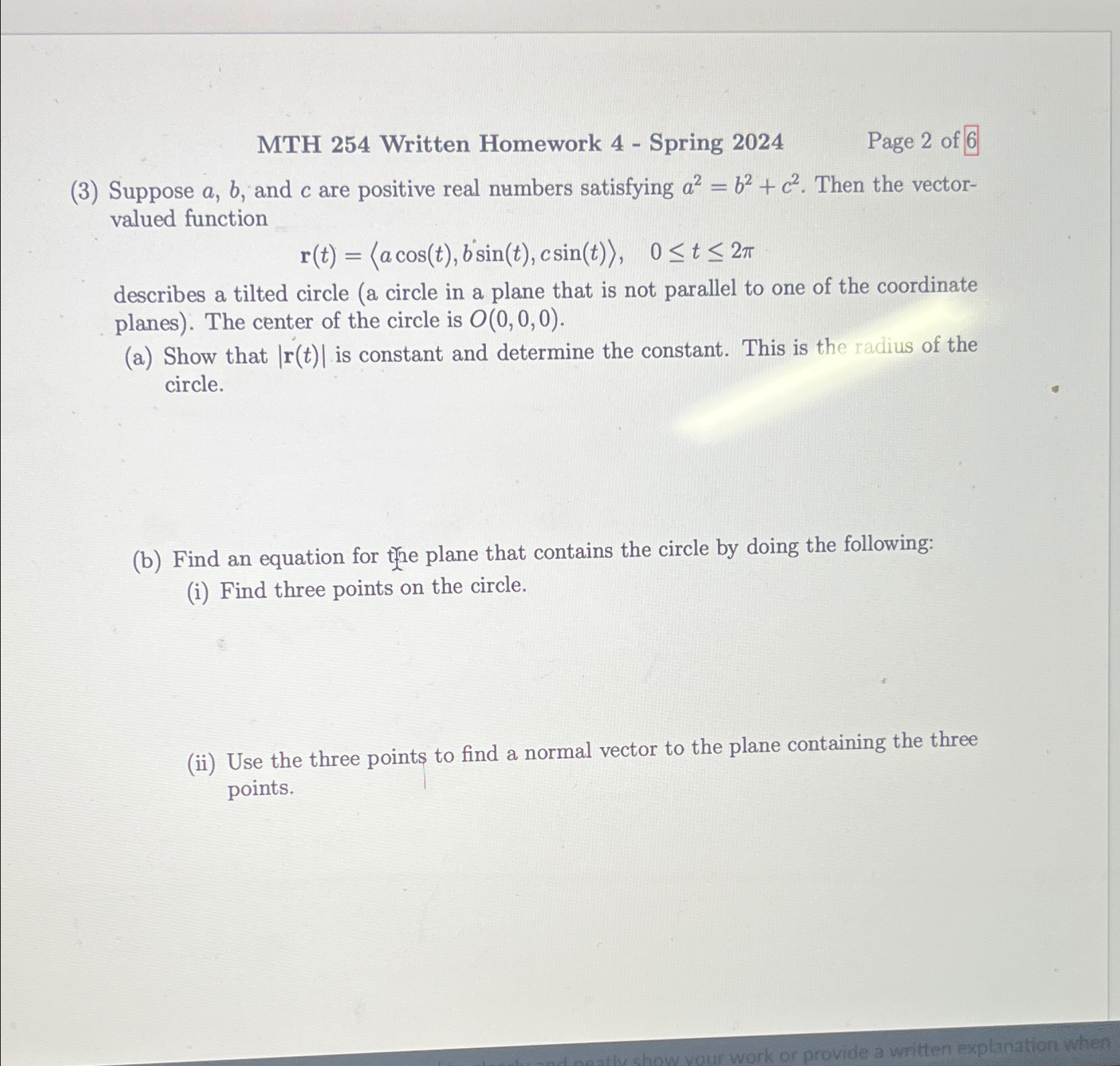 Solved MTH 254 ﻿Written Homework 4 - ﻿Spring 2024Page 2 ﻿of | Chegg.com