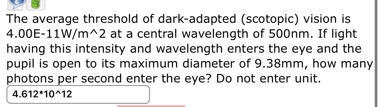Solved The average threshold of dark-adapted (scotopic) | Chegg.com