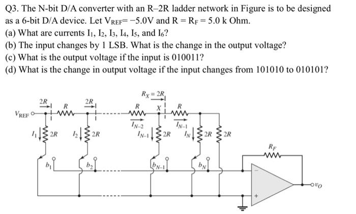 Solved Q3. The N-bit D/A converter with an R−2R ladder | Chegg.com