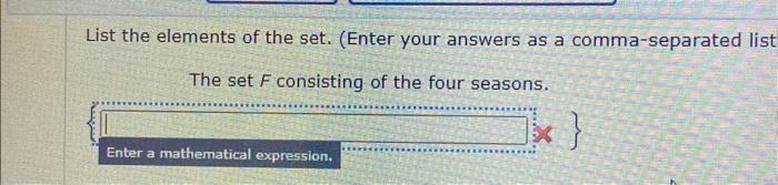 Solved List the elements of the set. (Enter your answers as | Chegg.com