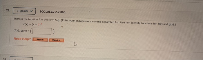 Solved - 1 points SCOLALG7 2.7.063. Express the function in | Chegg.com