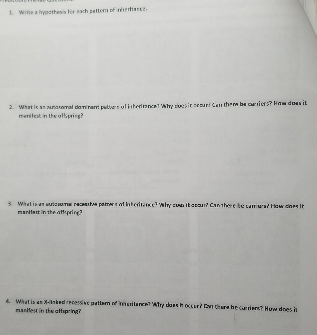 Solved 1. Write a hypothesis for each pattern of | Chegg.com