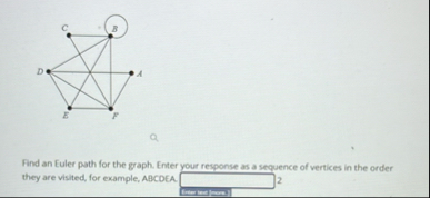 Find an Euler path for the graph. Enter your response | Chegg.com