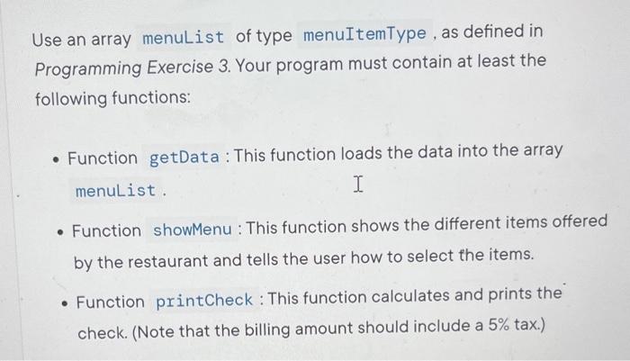 Solved Write a program to help a local restaurant automate | Chegg.com