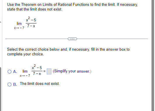 Solved Use the Theorem on Limits of Rational Functions to | Chegg.com
