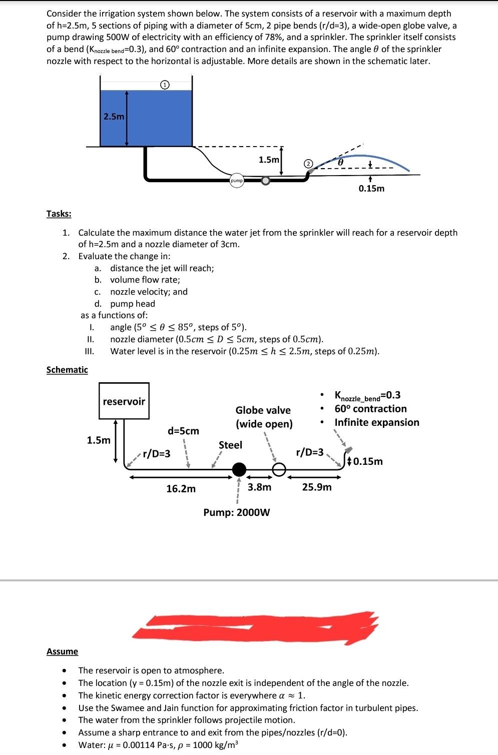 Solved Consider the irrigation system shown below. The | Chegg.com