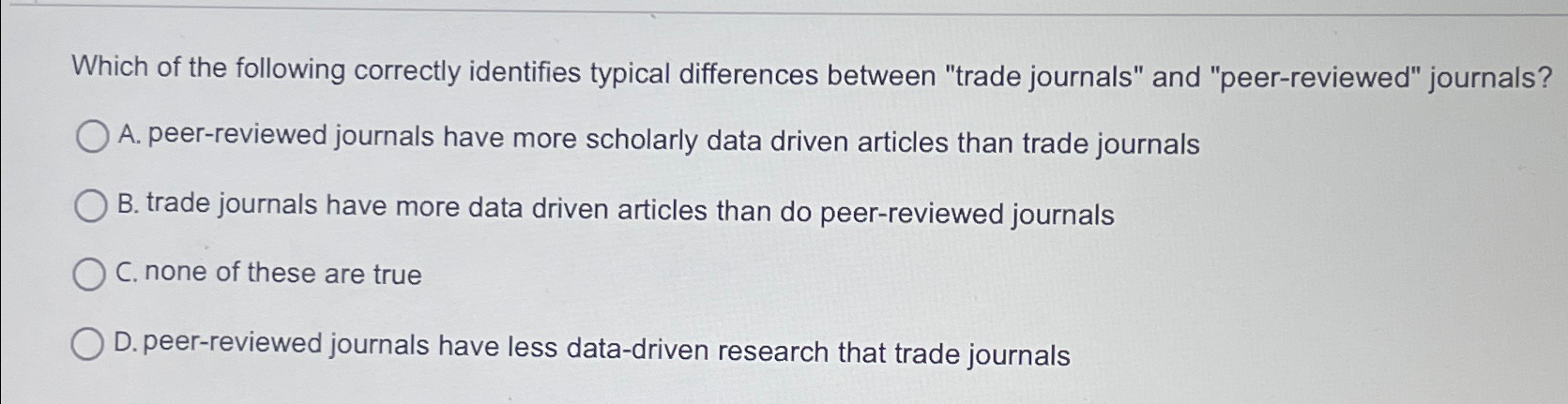 Solved Which of the following correctly identifies typical | Chegg.com