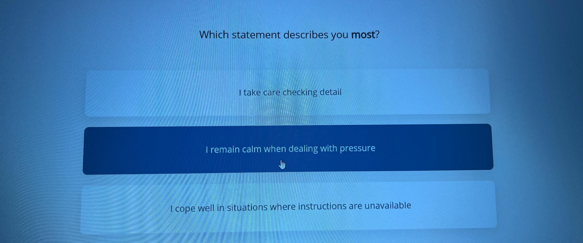 Solved Which statement describes you most?I take care | Chegg.com