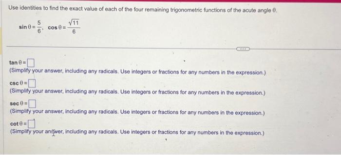 Solved Use identities to find the exact value of each of the | Chegg.com