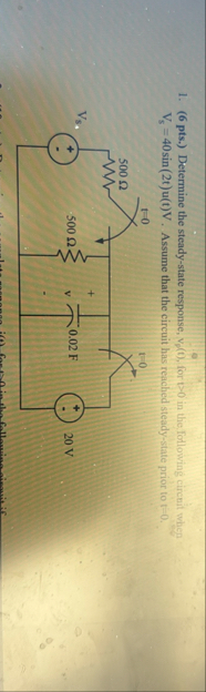 Solved ( 6 ﻿pts .) ﻿Determine the steady-state response, | Chegg.com